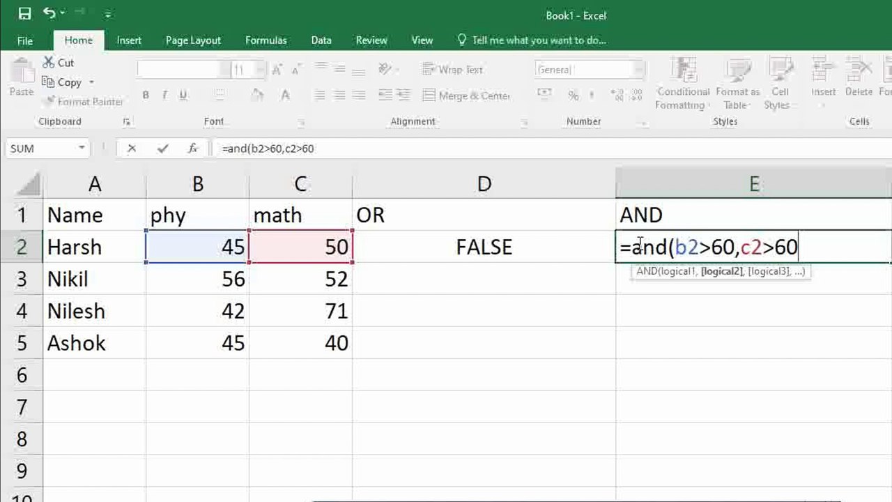 AND Funtion OR Function in Excel | Advance excel tutorial - video ...
