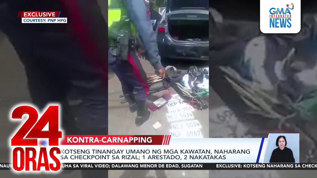 Kotseng tinangay umano ng mga kawatan, naharang sa checkpoint sa Rizal ...