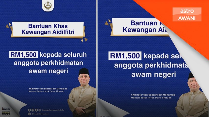 Penjawat awam perak terima bonus Raya RM1,500 | Astro Awani