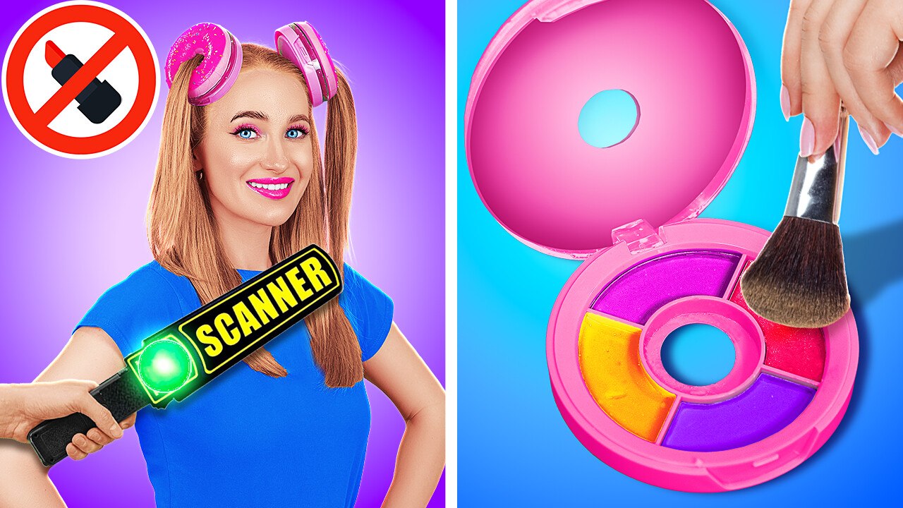 Sneaking Makeup at School | Cool Girl DIY And Funny Pranks By 123GO ...