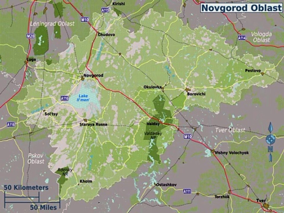 Map of Novgorod Oblast. Peta Oblast Novgorod. Novgorod Oblast Map. Map ...