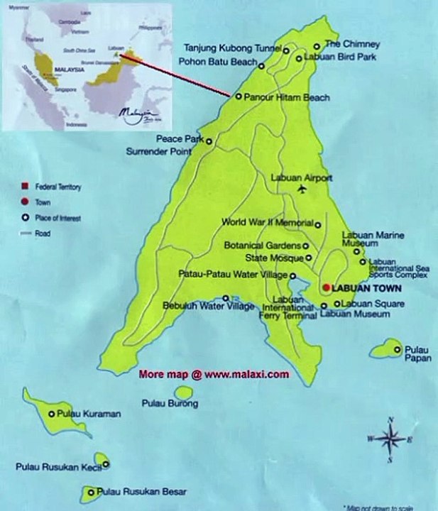 Map of Federal Territory of Labuan. Peta Wilayah Persekutuan Labuan ...