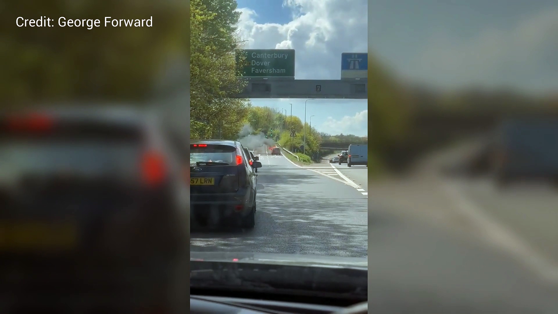 Car Bursts Into Flames On Busy Slip Road