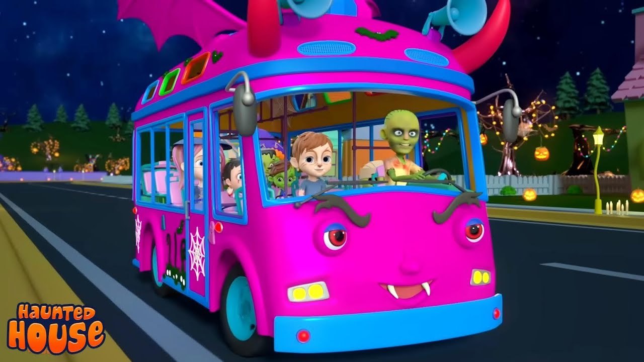 Halloween Wheels On The Bus | Spooky Nursery Rhyme by Haunted House ...