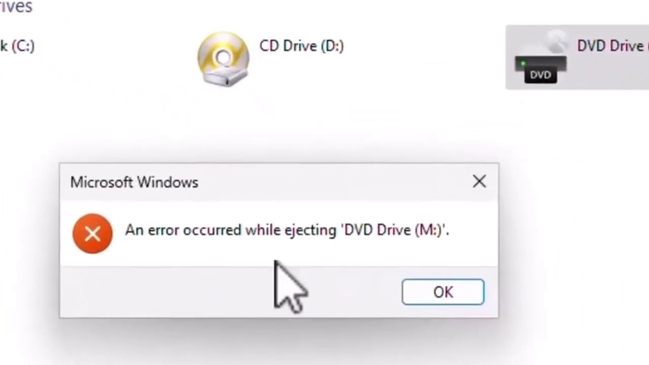 Solved - An error occurred while ejecting CD / DVD RW drive on Windows ...