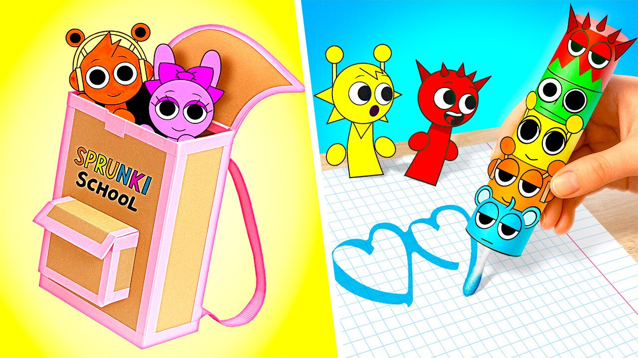 Real Sprunki in the Cardboard School 📚 ️ *Paper School Crafts* - video ...