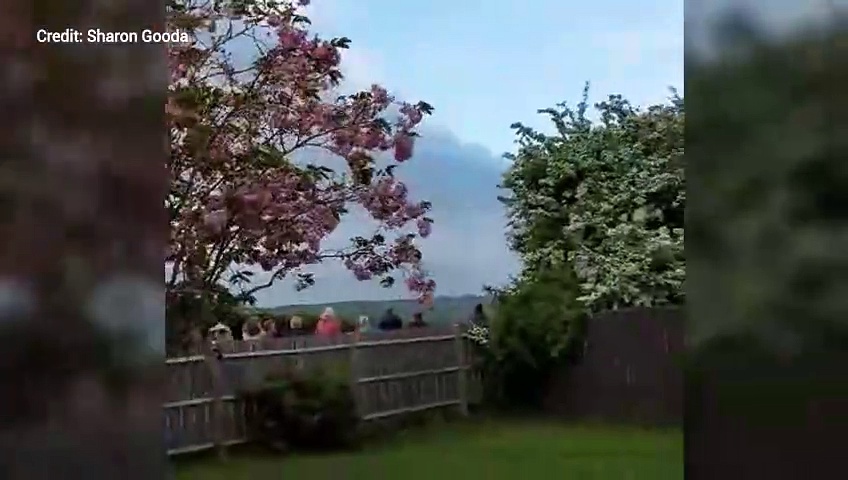 Moment after Spitfire plane crashes into field near Hythe