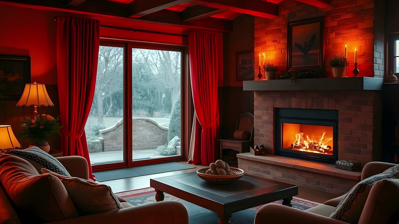 Cozy Cabin Ambience with Gentle Rain ⛈️ Rain & Fireplace Sounds for ...