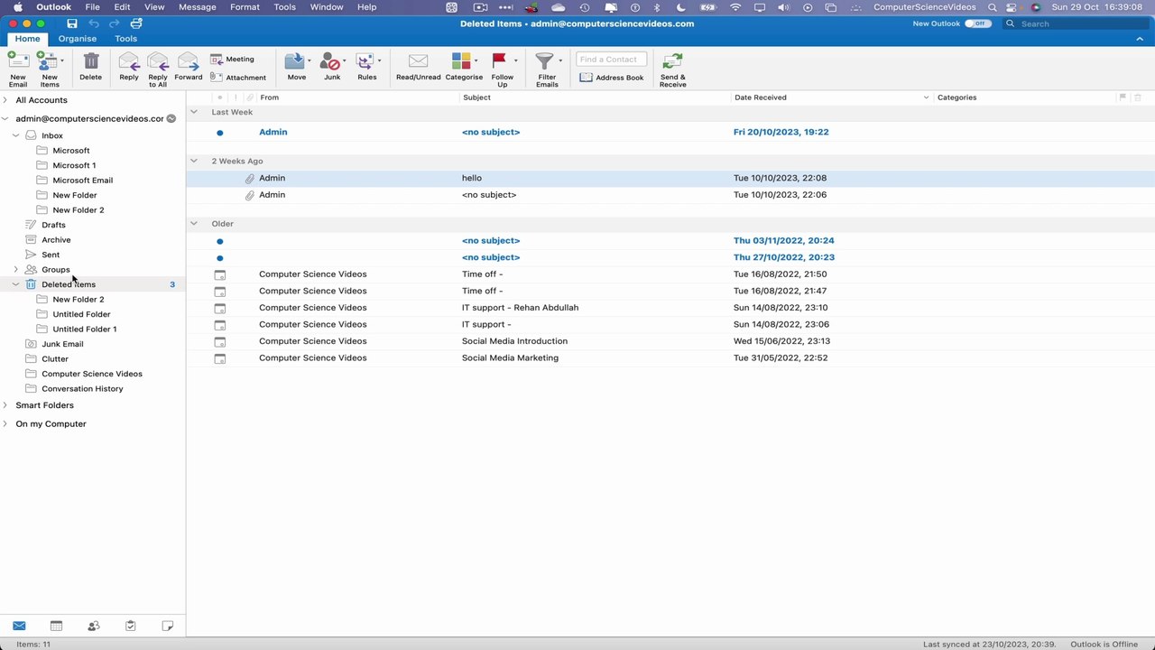 How to EMPTY the Deleted Items Folder On Microsoft Outlook Using a Mac Computer - Basic Tutorial ...
