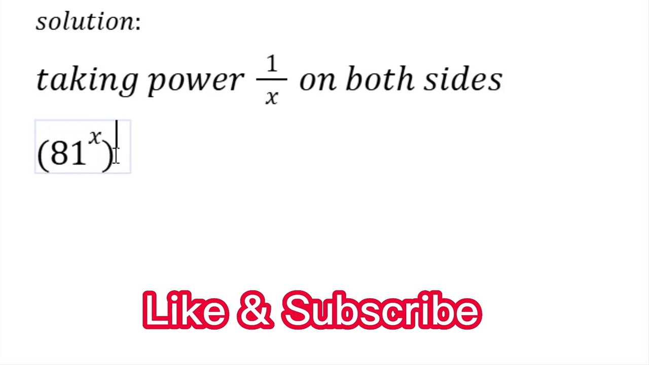Solving the Equation 81^x = x^18 | Exponential vs Power Equation ...