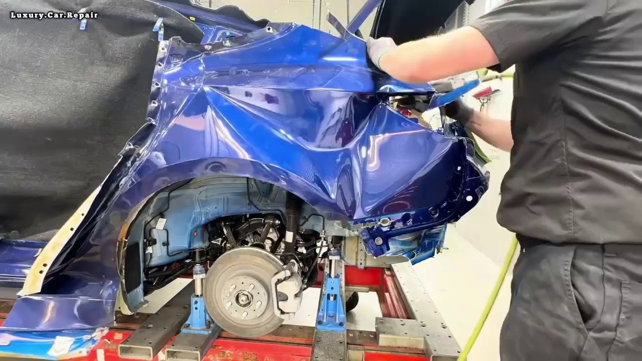 (part 2) Step-by-Step Guide_ Fixing a Tesla Model 3 Rear End on the ...