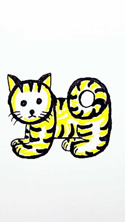 How to draw a cat using number 99 - video Dailymotion