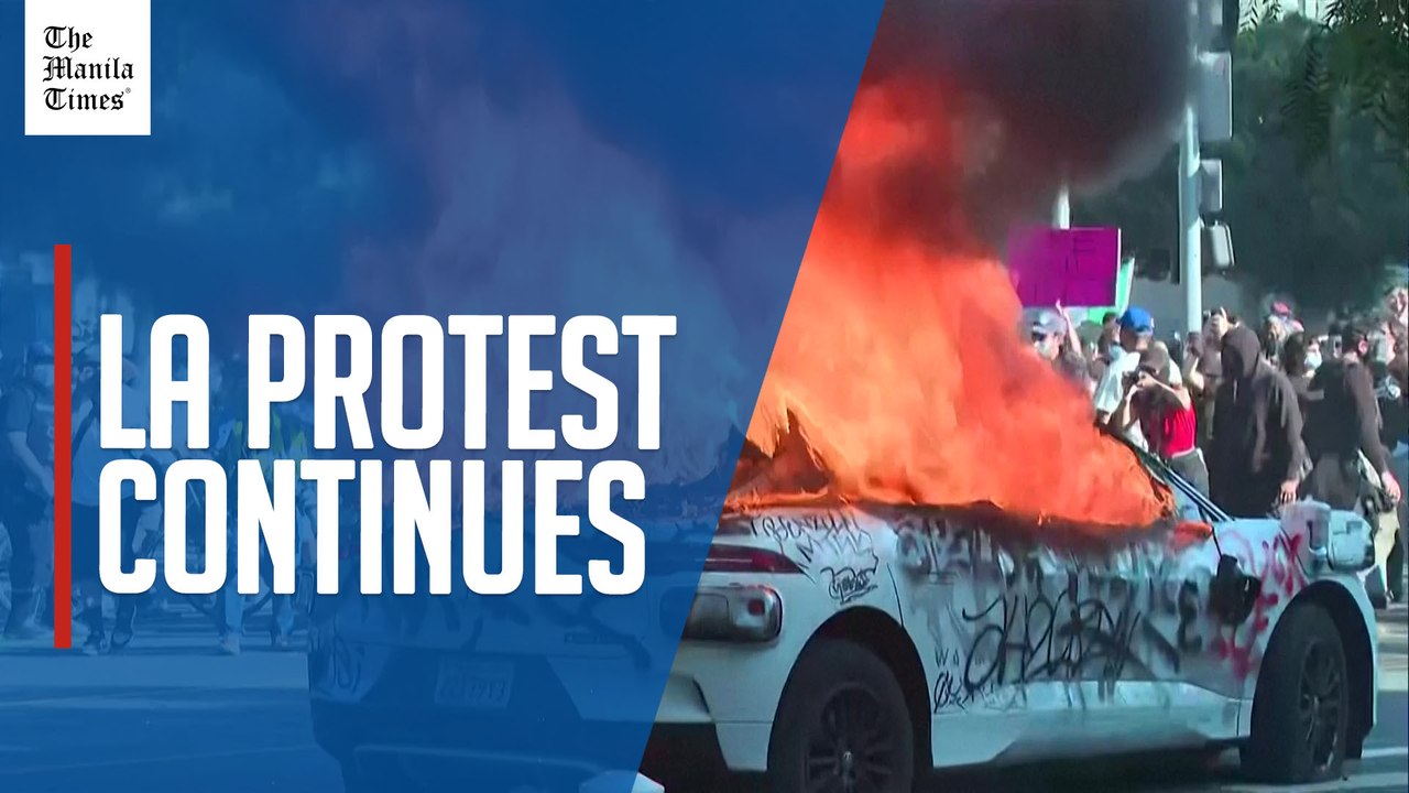 LA protesters set Waymo cars on fire - video Dailymotion