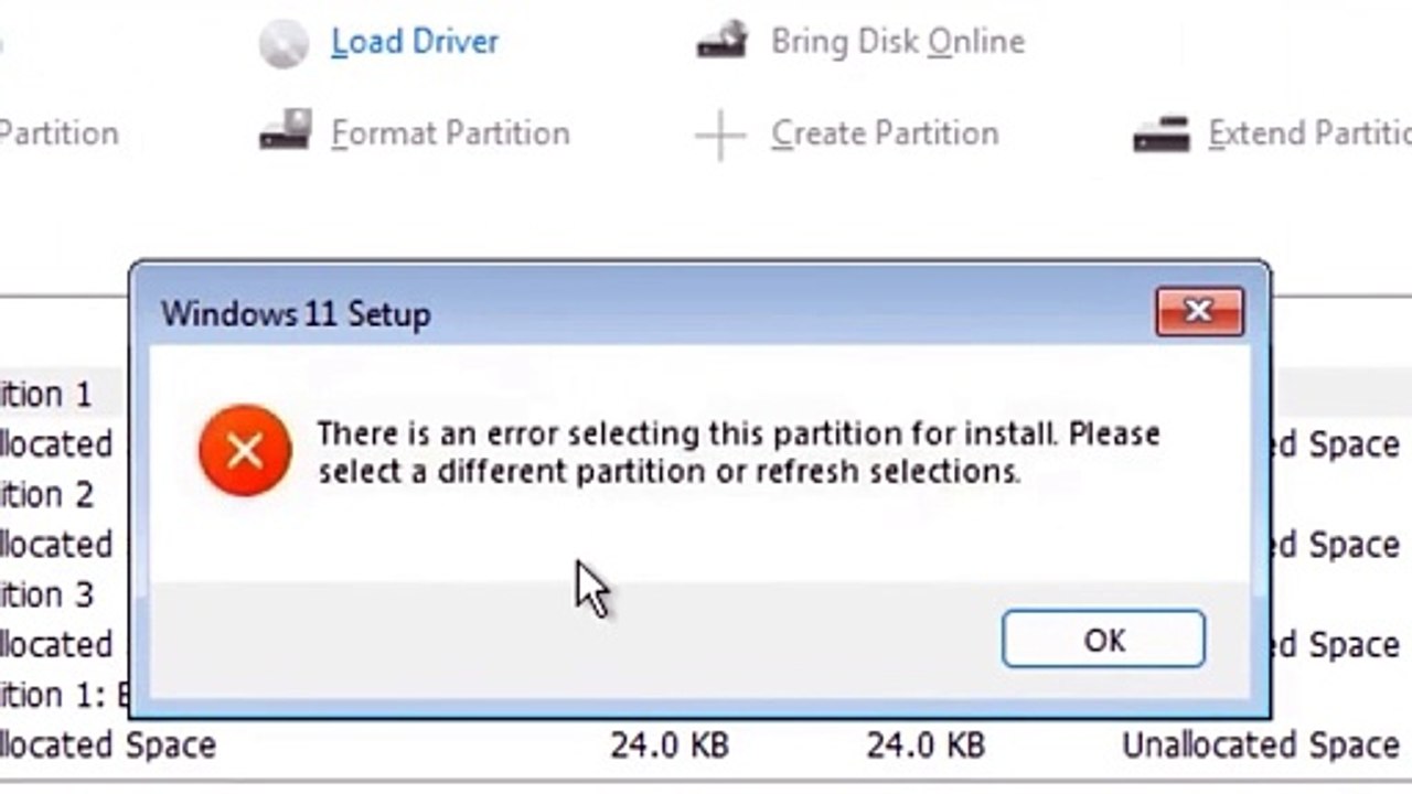 How to Fix "There is an error selecting this partition for install" | Windows 11 24H2 Setup ...
