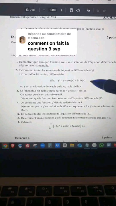 Vérifier qu'une fonction est solution d'une équation différentielle - Vidéo Dailymotion