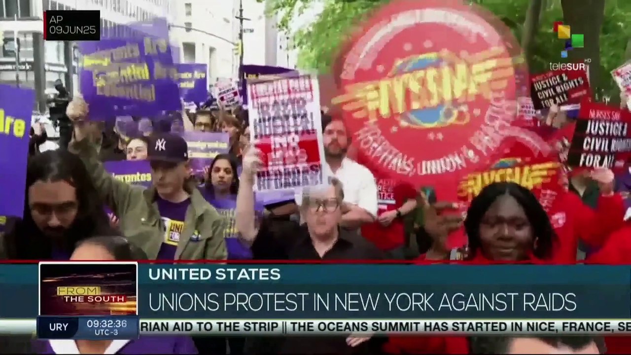 United States, unions protests in New York against raids - video ...