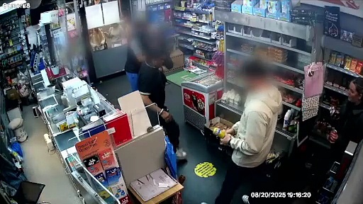 Shocking footage as shopkeeper pulled by hair and slammed into car