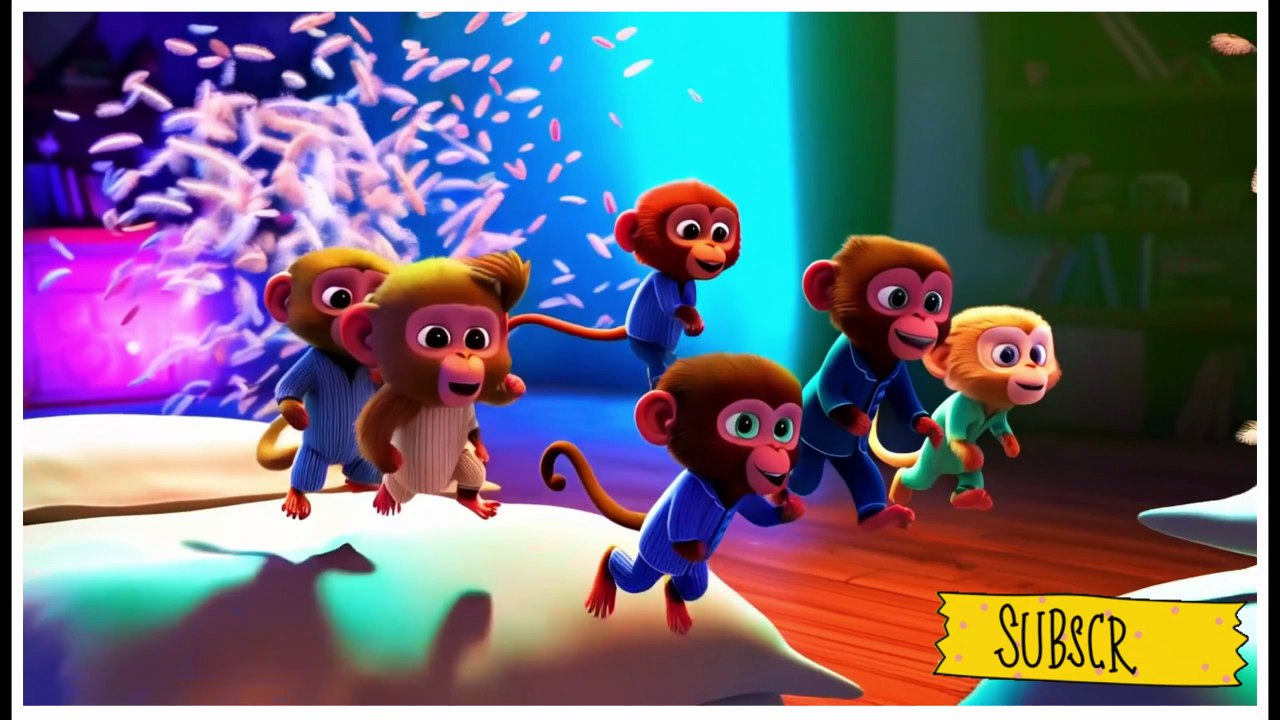 Five Little Monkeys Jumping on the bed - 3D Animation English Nursery ...
