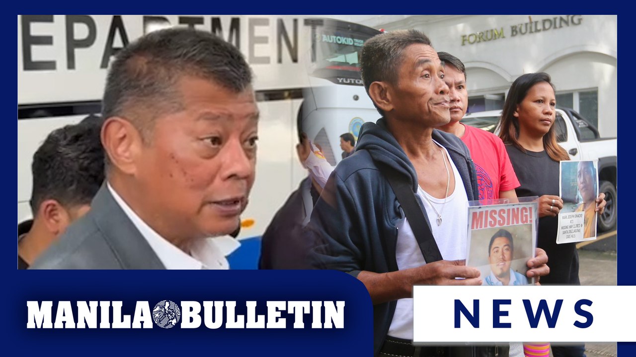 Remulla speaks about the families of the missing 'sabungeros' who went to DOJ in Manila seeking ...