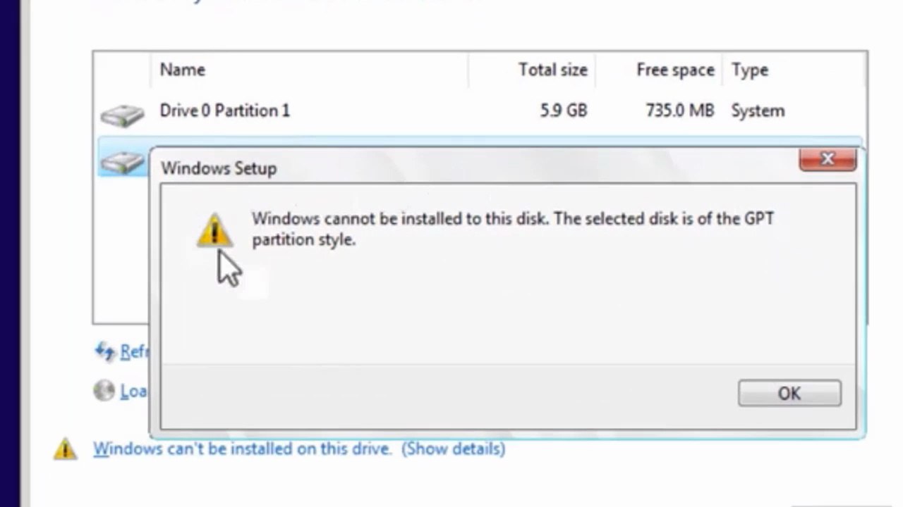 How to Fix "Windows Cannot Be Installed to This Disk. The Selected Disk Is of the GPT Partition ...