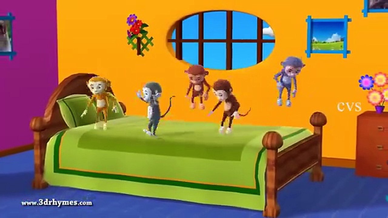 Five Little Monkeys Jumping on the bed - 3D Animation English Nursery ...