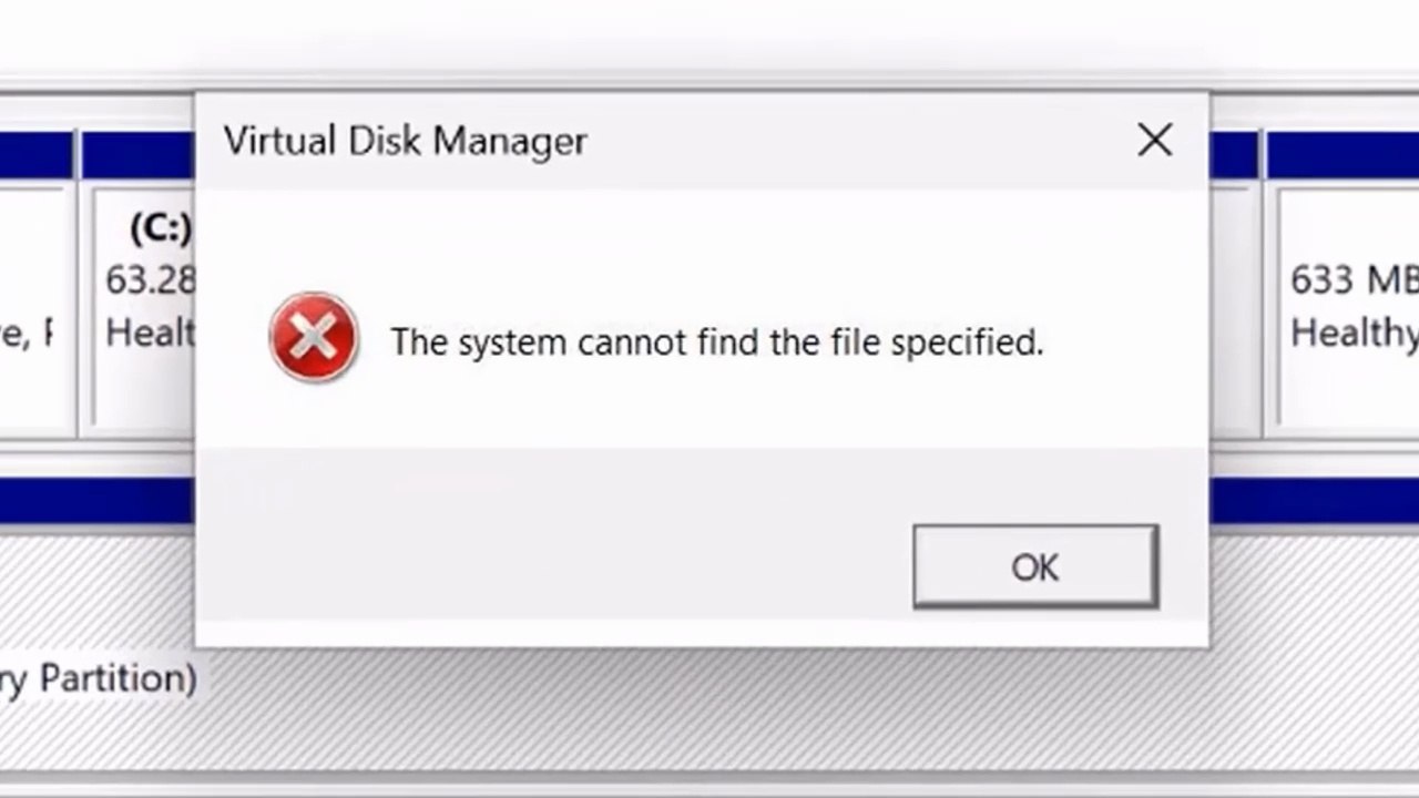 Fix Virtual Disk Manager The System Cannot Find The File Specified Error In Windows 11108