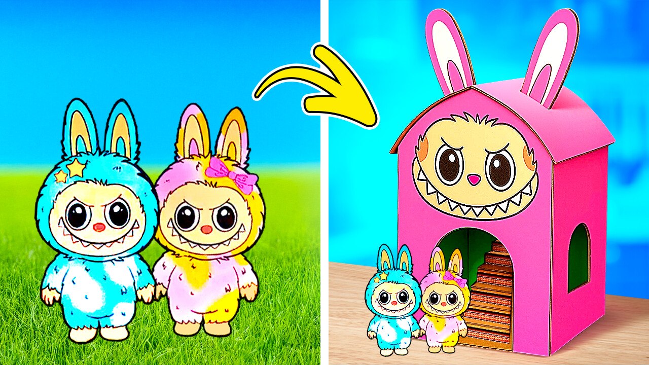 I Saved Tiny Labubus!😍 Building an Amazing DIY Cardboard House 🏠 ...