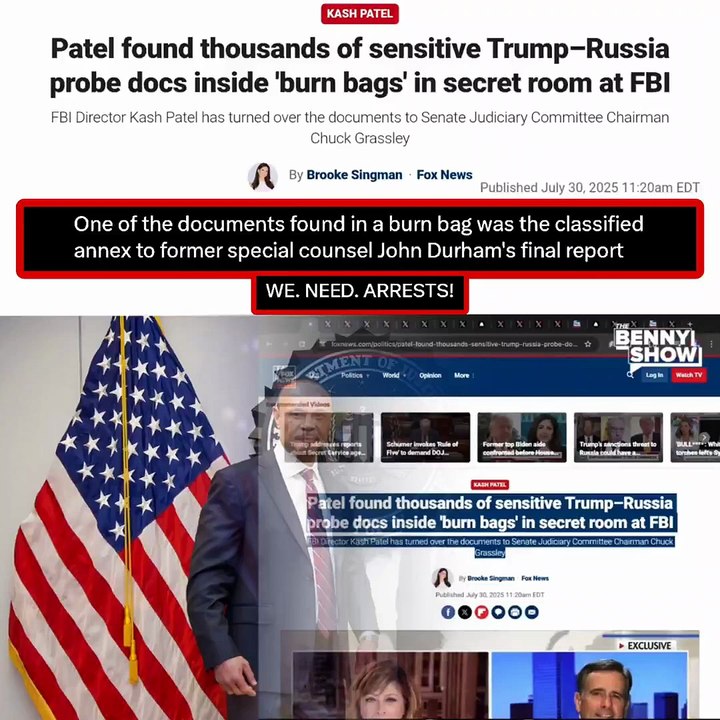 FBI DIR. KASH PATEL FINDS THOUSANDS OF DOCUMENTS in burn bag in secret ...