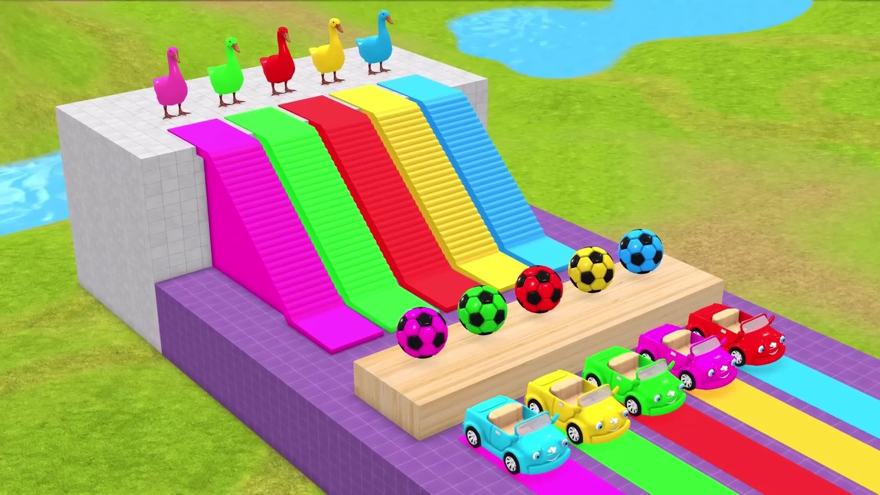 Guess the Right Car. 5 Giant Duck Cartoon Cow, Elephant, Lion, T-Rex ...