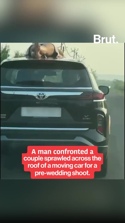 Couple's pre-wedding shoot atop a moving car - video Dailymotion