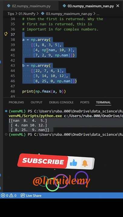 NumPy: Maximum Number in Two Arrays: np.fmax - Part Three. - video ...