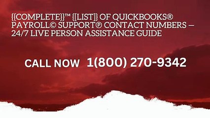 QuickBooks Payroll Support Contact Numbers by jasec.pwa737 - Dailymotion