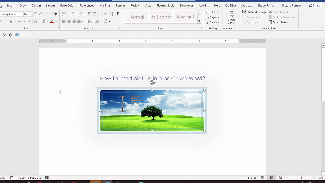 How to insert picture in a box in MS Word - video Dailymotion
