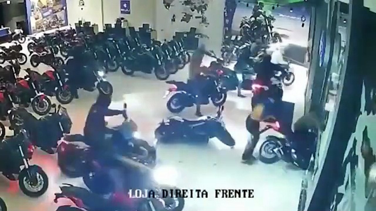 Teen gang smash into dealership and steal 12 motorbikes in two-minute ...
