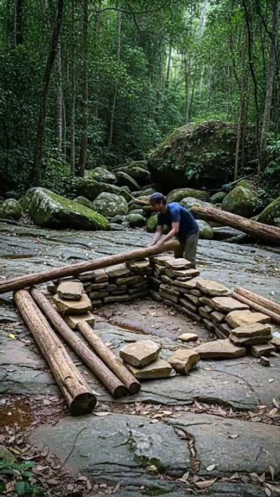 Building a Stone & Mud Jungle Shelter | Realistic Survival Hut in Dense ...