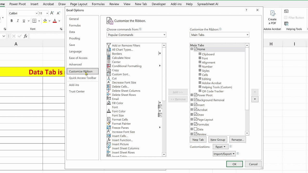 Data Tab is not showing in Excel - video Dailymotion
