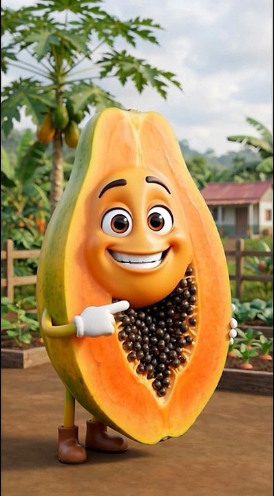 Papaya Hello Friend 👋🥭 | Cute 3D Cartoon Fruit Animation for Kids ...