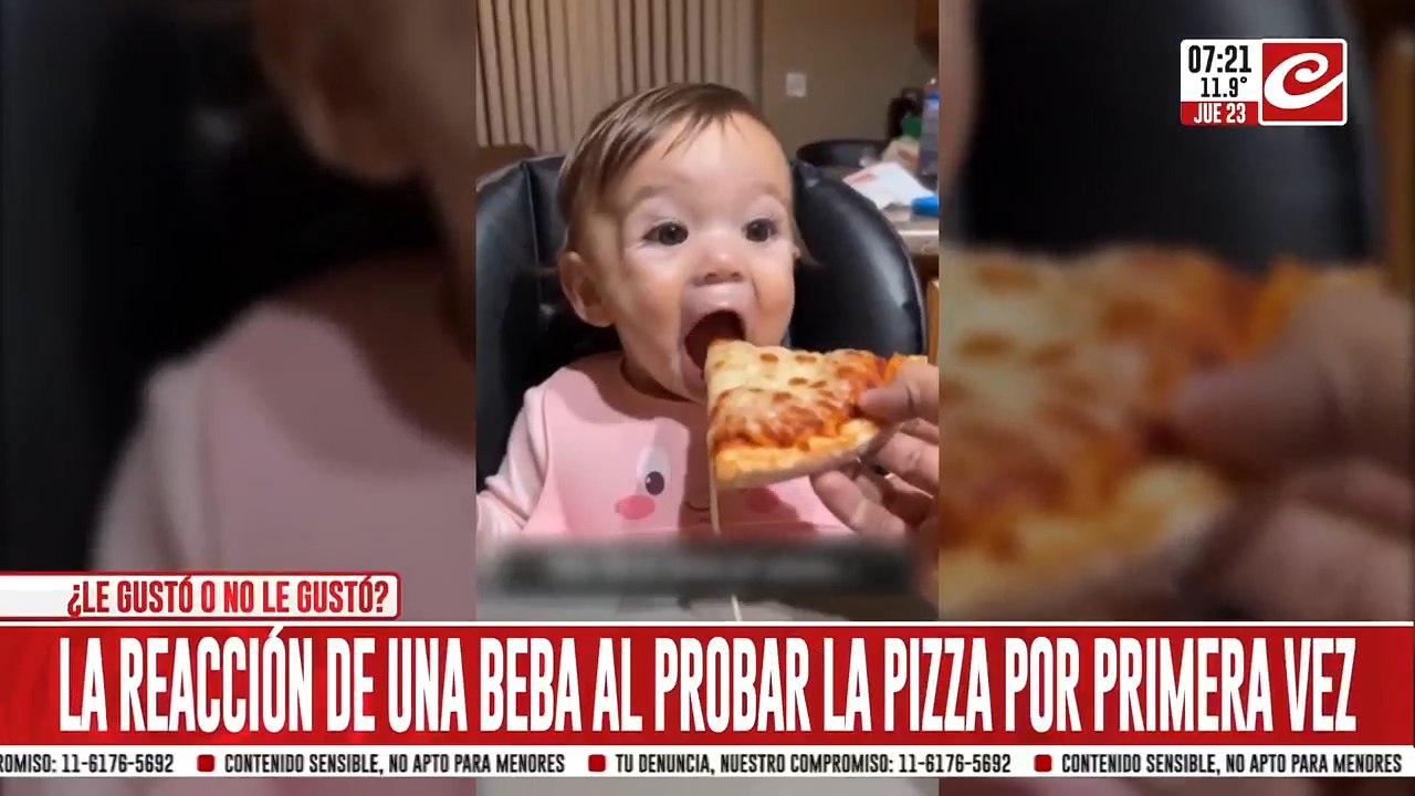Bebé probó pizza por primera vez y su reacción se hizo viral - Vídeo ...