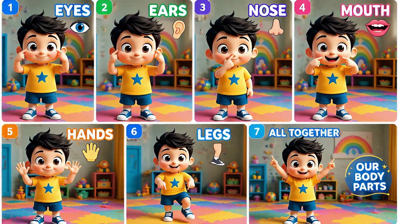 Learn Body Parts for Kids 👀👂👃 | Eyes, Ears, Nose, Mouth Song | Kabir’s ...
