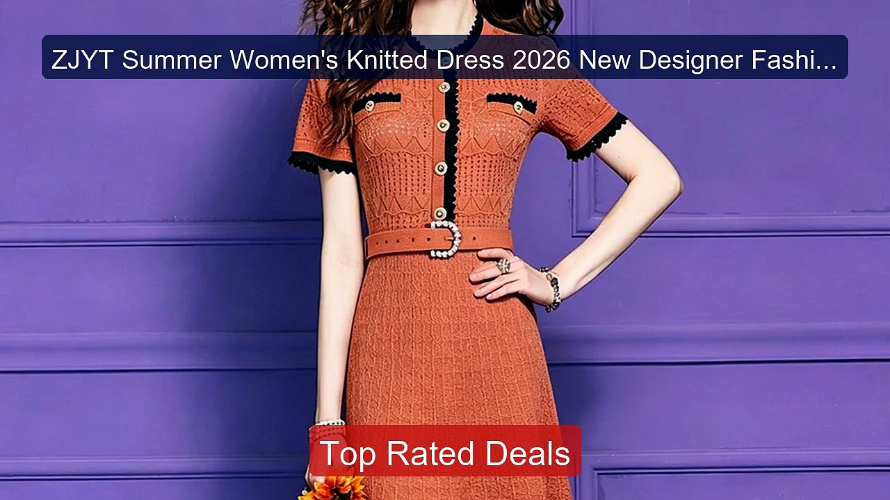 ZJYT Summer Women's Knitted Dress 2026 New Designer Fashion S ...