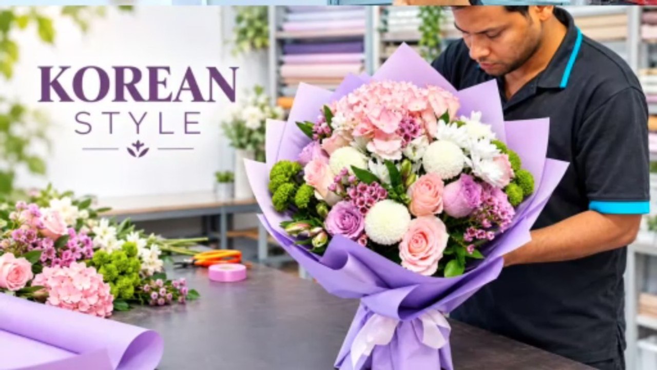 Korean Style Bouquet in 5 Minutes 🌸 | Easy Flower Bouquet Making ...